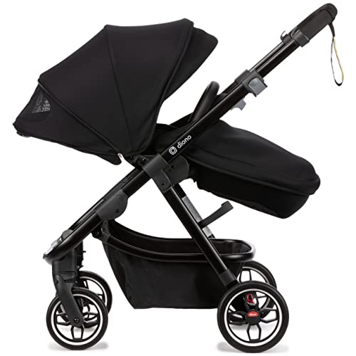 Diono Excurze Baby, Infant, Toddler Stroller, Perfect City Travel System Stroller and Car Seat Compatible, Adaptors Included Compact Fold, Narrow Ride, XL Storage Basket, Black Midnight