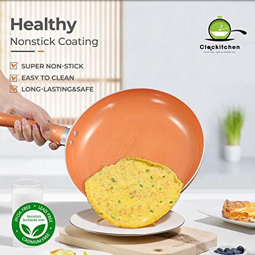 6-piece Non-stick Cookware Set Pots and Pans Set for Cooking - Ceramic Coating Saucepan, Stock Pot with Lid, Frying Pan, Copper