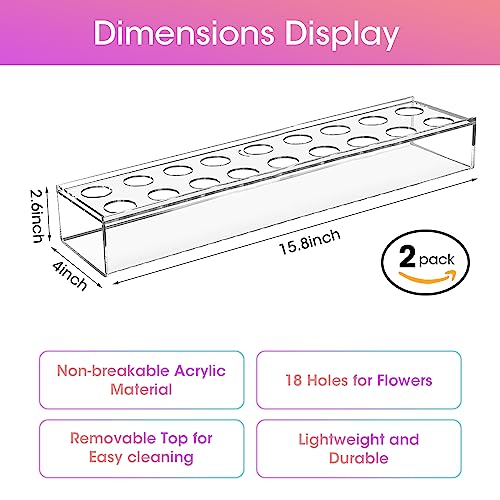 2 Pieces Acrylic Flower Vase Rectangular Floral Centerpiece with Lights - 31.5 Inch Modern Vase Long Rectangle Acrylic Vase for Home Decor