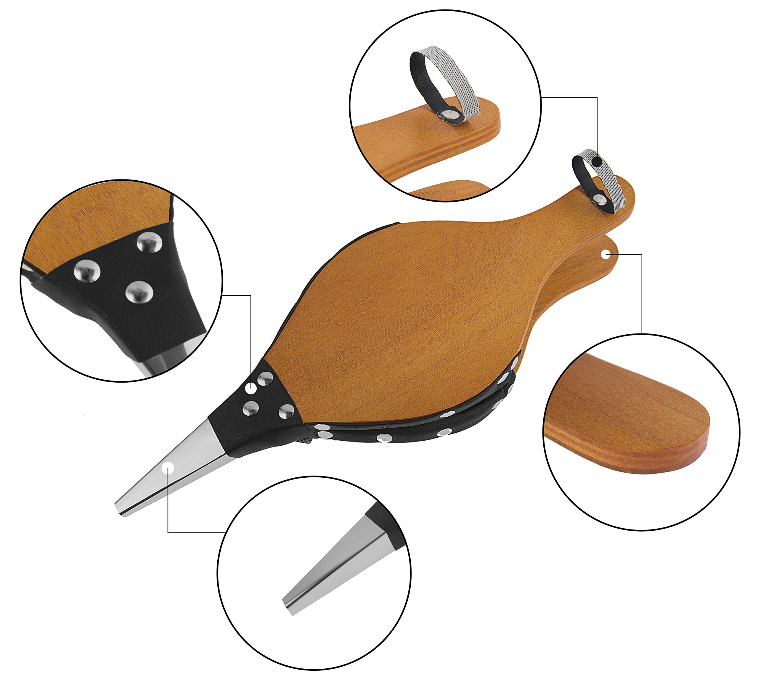 26-Inch Campfire Fireplace Tongs and Wood Fireplace Bellows Leather Fire Bellow Fire Pit Air Blower with Stainless Steel Nozzle, Outdoor Cooking Camping Chimney Pump Barbecue Fire Tools Accessories