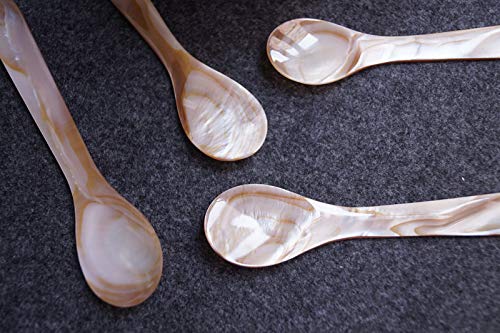 DUEBEL Set of 6 Mother of Pearl 3.55′′ Caviar Spoons for Caviar Serving or Egg Serving