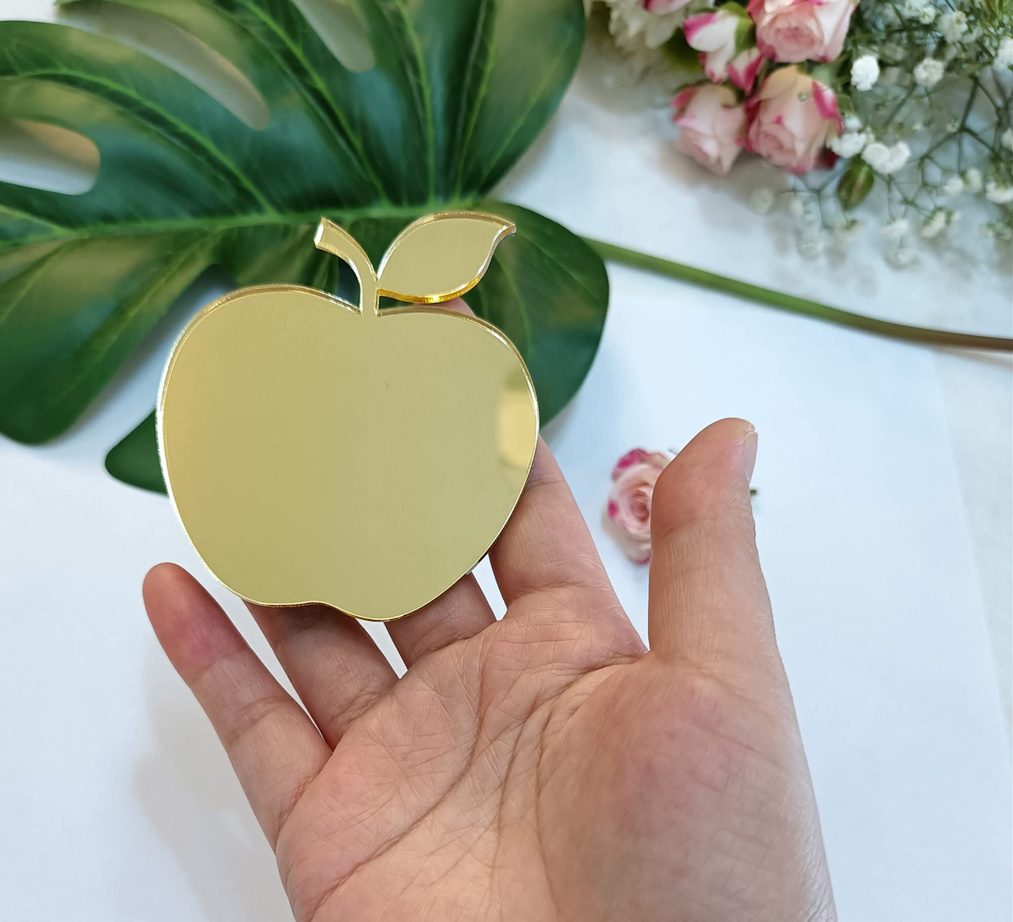 20PCS of Acrylic Place Cards,Wedding Place Cards,Apple Place Names Blanks for Wedding Decor Dinner Party Seating (Gold Mirror)