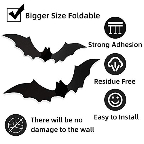 Joy Bang Halloween Bats for Wall Halloween 3D Bats Decoration Plastic Halloween Bats Stickers Halloween Decorative Bats for Home Wall Window Decorations