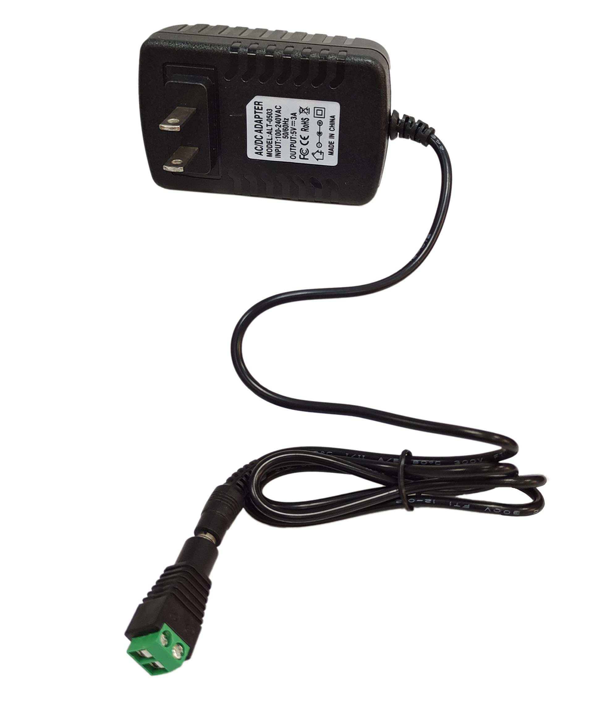 Jieyitech 5V 3A 15W Power Supply AC 100-240V to DC 5V AC Adapter Transformer Converter Charger 5.5x2.1mm Plug for LED Pixel Strip Light CCTV Camera Security System Computer Project