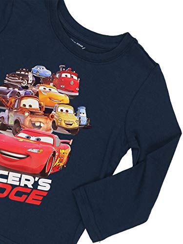 Disney Cars Lightning McQueen Toddler Long Sleeve T-Shirt Tee (3T, Navy)