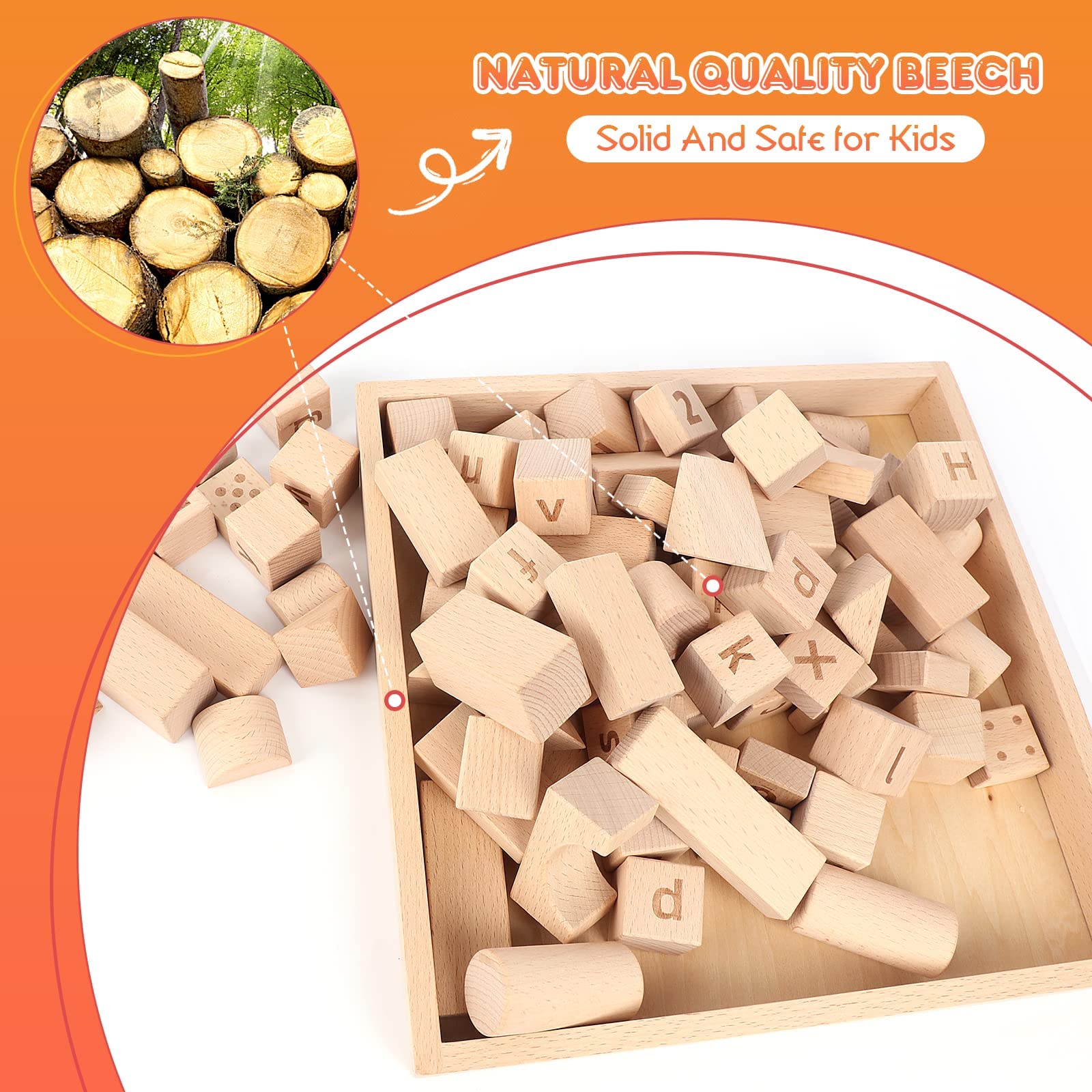 Arthopt Wooden Stacking Rocks (82PCS)