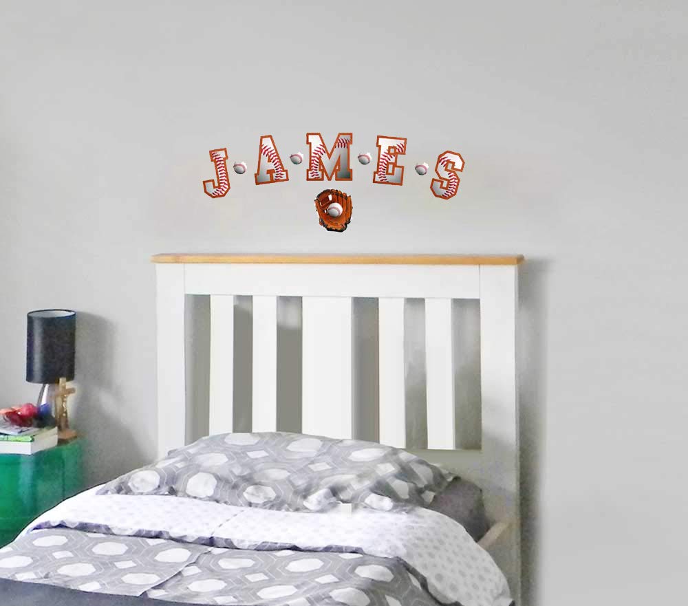 Baseball Letters Alphabet Wall Stickers Peel and Stick ABC Children Kids Child Decals Bedroom Nursery Playroom