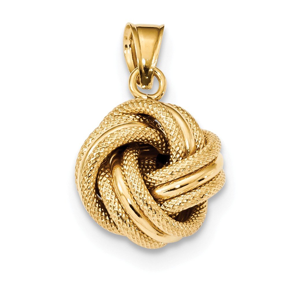 14k Yellow Gold Textured Love Knot Pendant Charm