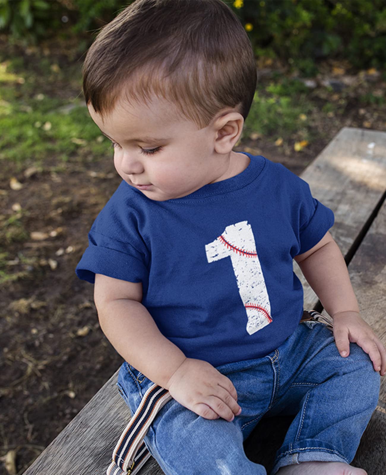 Baseball Number 1 1st Birthday Shirt Gifts for One Year Old Infant Kids T-Shirt 12M Navy