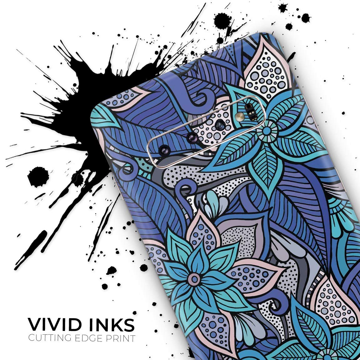 DesignSkinz Floral Blues Protective Vinyl Decal Wrap Skin Cover Compatible with The Samsung Galaxy S20 (Screen Trim & Back Glass Skin)