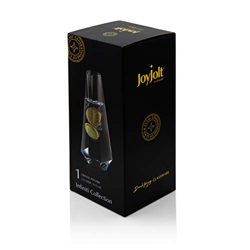 JoyJolt Infiniti Water Pitcher β 43Oz Deluxe Glass Pitcher β Premium Quality Crystal Lemonade Pitcher β Elegant Classic Design β Perfect Sangria Pitcher, Serving Iced Tea, Fruit Infusion, Juice