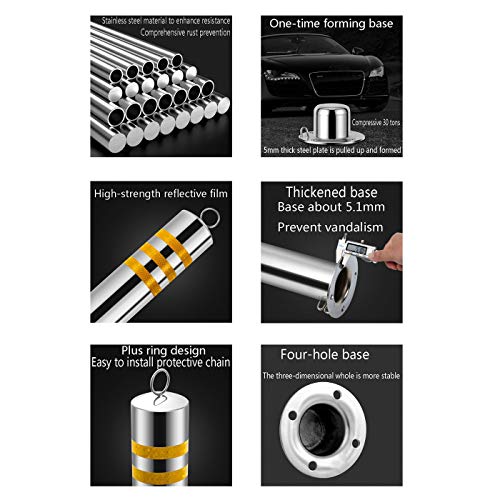 2pcs Stainless Steel Garage Space Barrier,Private Car Parking Space Lock,Easy Installation Lockable Parking Barrier(800×76mm/31.5×3in)