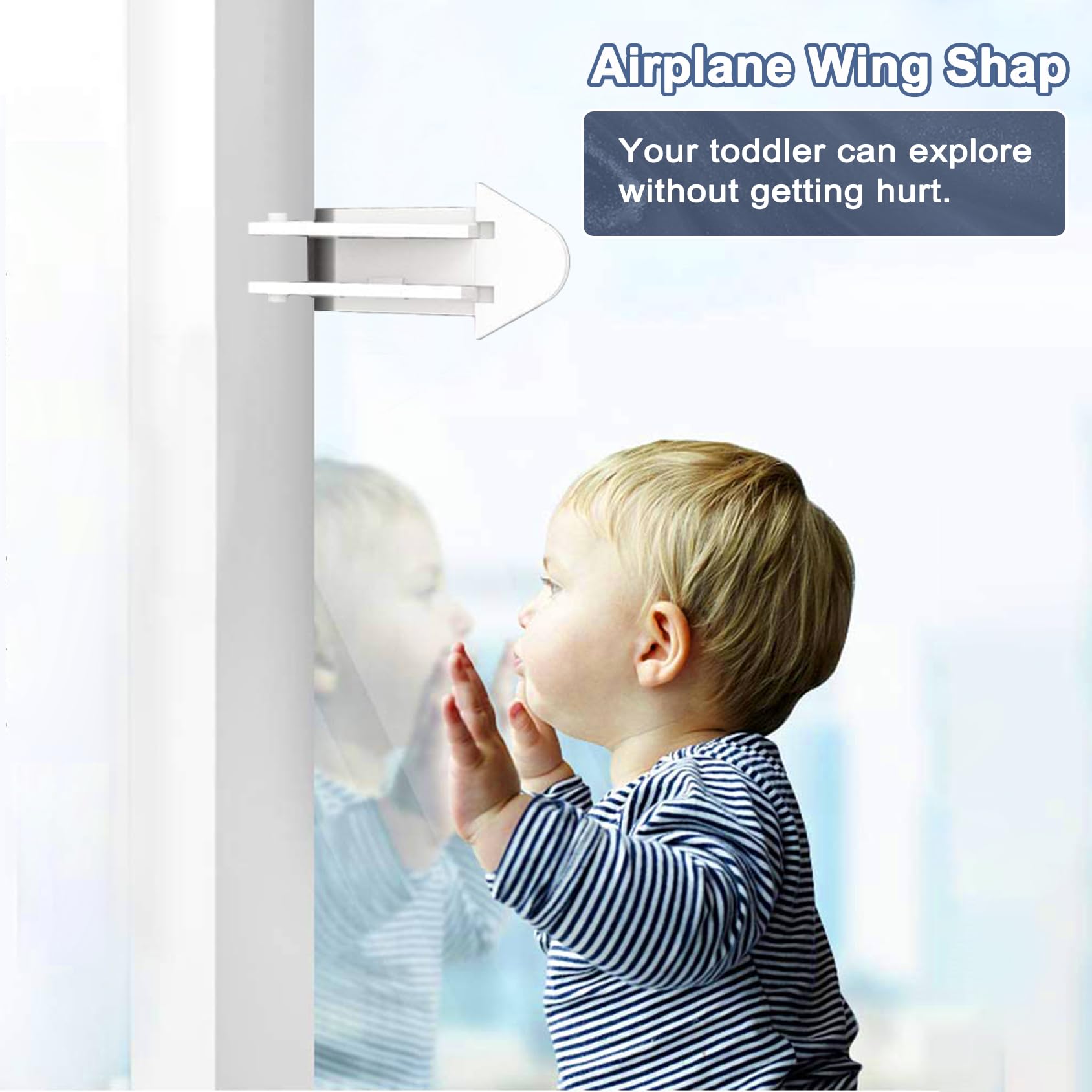 6-Pack Sliding Door Locks for Baby Safety, Viaky Child Cabinet Proofing Strong Adhesive Safety Latch for Sliding Closet/Shower/Patio/Window/Wardrobe (White)