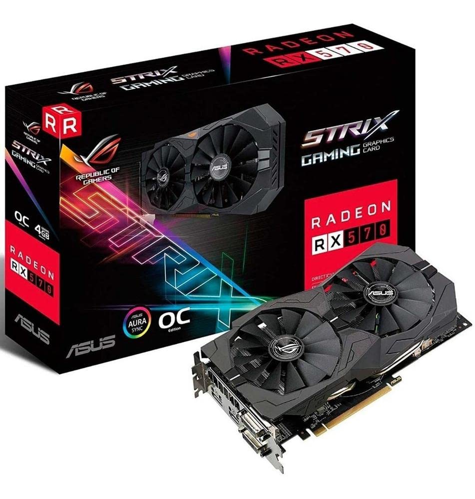 ASUS ROG Strix Radeon Rx 570 O4G Gaming OC Edition GDDR5 DP HDMI DVI VR Ready AMD Graphics Card (ROG-STRIX-RX570-O4G-GAMING)
