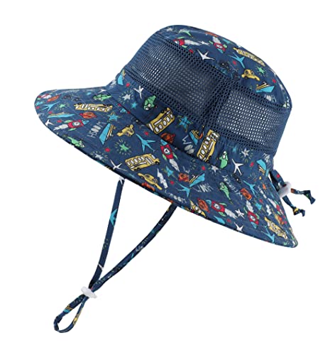 Home Prefer Kids Safari Hat Wide Brim Boys Sun Protection Hat UPF50+ Fishing Hat Toddler Bucket Hat Bus 4-8 Years