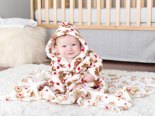 Baby Starters Super Soft Sock Monkey Baby Blanket for Newborns and New Moms (Ivory and Red, 30"x40")
