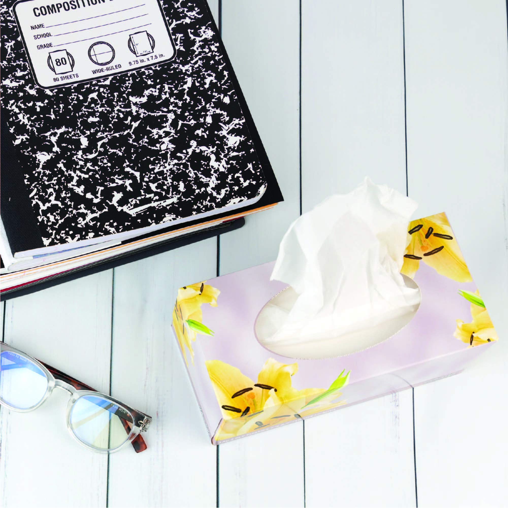 Facial Tissues 130 Per Box, Size 7" X 6.9" 2 Ply, Great for Bathroom, Office, Store, School, Home, Kitchen, Or in Your Car & in Every Room (Pack of 4, 520 Tissues total)