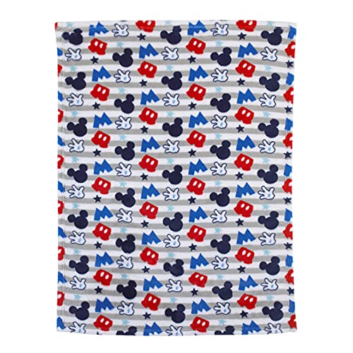 Disney Mickey Mouse Plush Grey, Red, Blue Baby Blanket