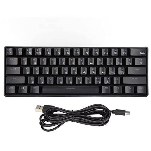 2.4G Wireless Bluetooth Keyboard Russian, RGB Backlight Mechanical Keyboard, Portable 60% Mechanical Gaming Keyboard with English Russian Fonts