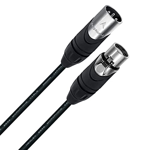 2 Units - 1 Foot - Quad Balanced Microphone Cable Custom Made by WORLDS BEST CABLES β Using Mogami 2534 Wire and Amphenol AX3M Male & AX3F Female Silver XLR Plugs