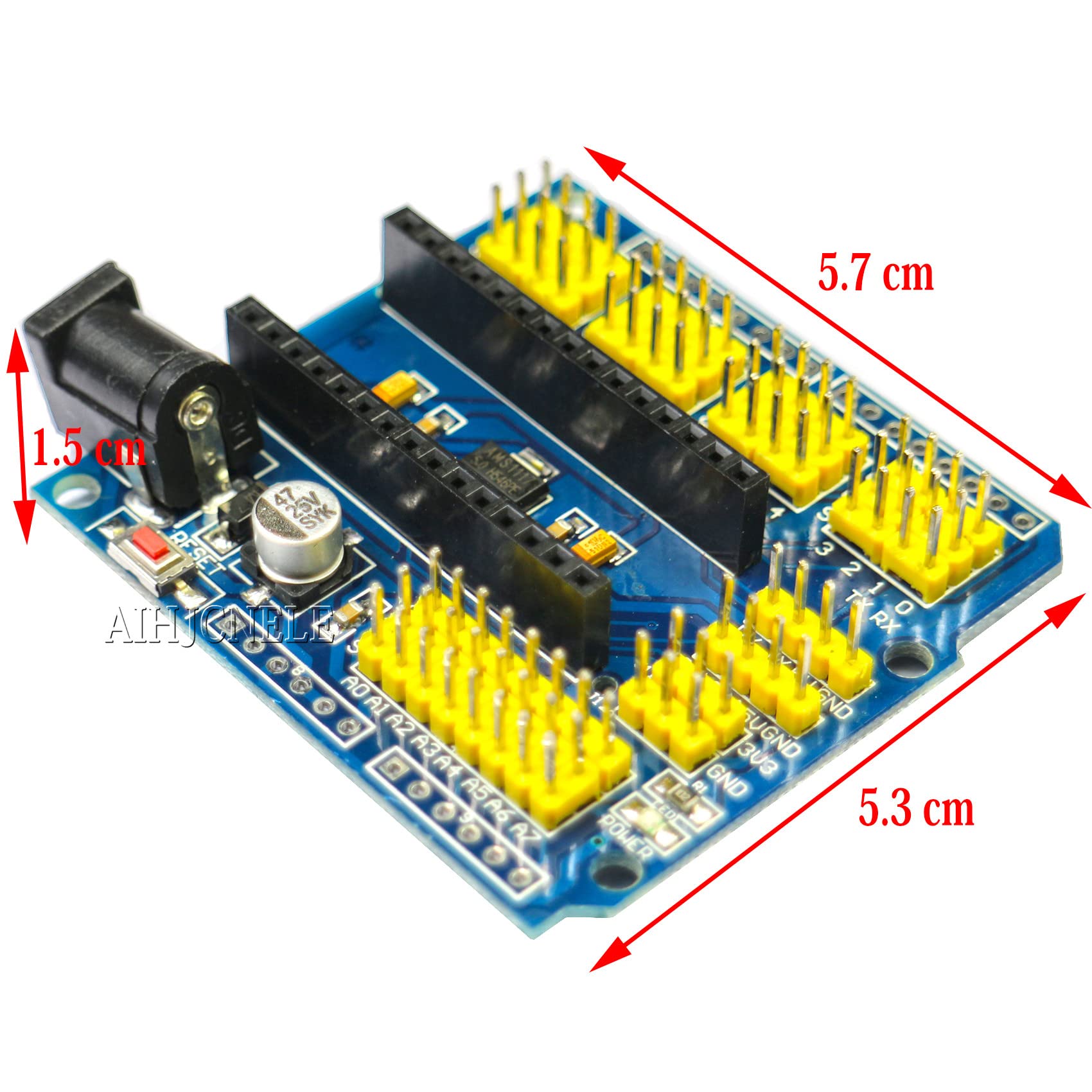 AIHJCNELE 2pcs Nano I/O Expansion Board Extension Shield for Nano V3.0 UNO R3 R1 Pro Duemilanove Nano I O Sensor Shield Module Nano UNO Multipurpose Expansion PCB with Dupont Cable Wire Kits