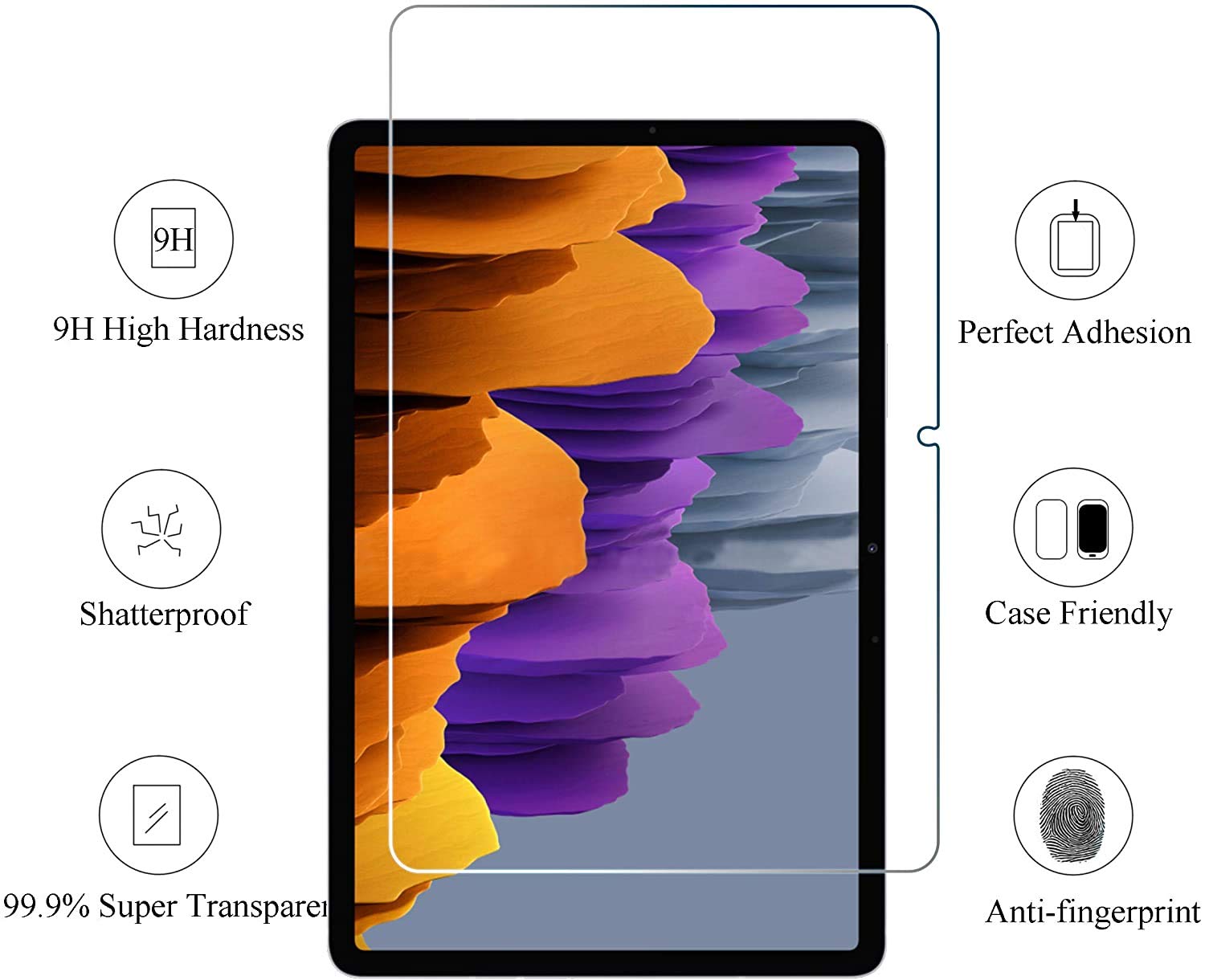 TANTEK [2-Pack Screen Protector for Samsung Galaxy Tab S7(SM-T870/T875,2020) 11 inch,Tempered Glass Film,Ultra Clear,Anti Scratch,Bubble Free