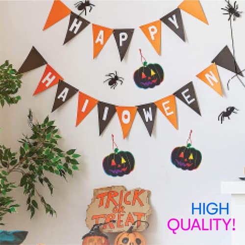 Neliblu Halloween Scratch Art Trick or Treak Paper Crafts Kit Bulk Pack of Halloween Pumpkins with Magic Rainbow Colors - 24 Pumpkin Ornaments, 24 Scratch Sticks, 24 Ribbons