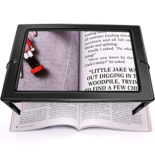 4X Magnifying Glass for Reading, 10"x 6"Large Full Page Magnifier with 50 Ultra-Bright LED Lights, Evenly Lit Perfect for Low Vision Person and Seniors