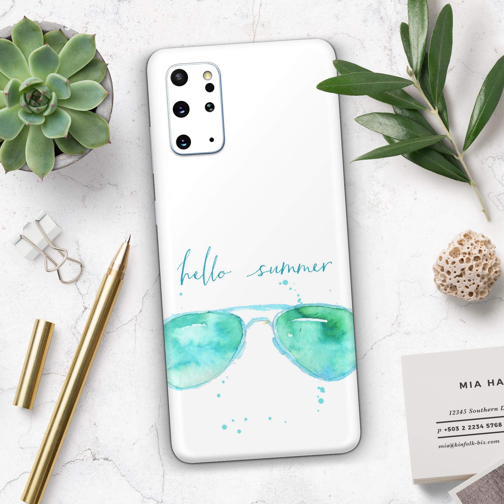 DesignSkinz Hello Summer Sunglasses Protective Vinyl Decal Wrap Skin Cover Compatible with The Samsung Galaxy S20 (Screen Trim & Back Glass Skin)