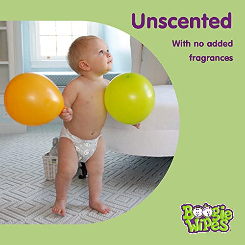 Baby Wipes Unscented by Boogie Wipes, Wet Wipes for Face, Hand, Body & Nose, Made with Vitamin E, Aloe, Chamomile and Natural Saline, 30 Count, Pack of 3