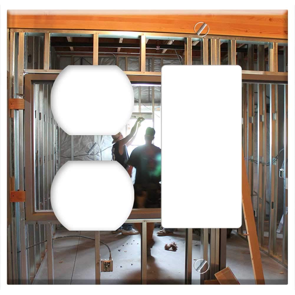 2-Gang, Outlet Rocker/GFCI Combination Wall Plate Cover - Construction Building Window Framing Industry