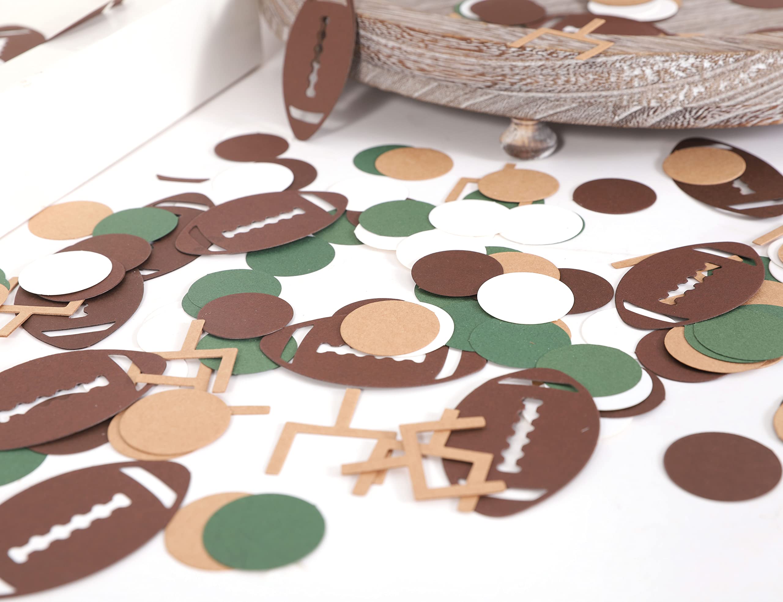 210 Pieces Football Party Table Confetti - First Year Dow,Baby Shower Sport Game Day Party Supplies,Superbowl Party Decorations,First Touch Down,Baby Boy,Brown Olive,First Year Down Football Birthday