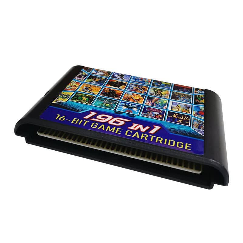 196 in 1 Multi Cartridge Games For Sega Genesis Mega Drive PAL NTSC Console A2 (Black)