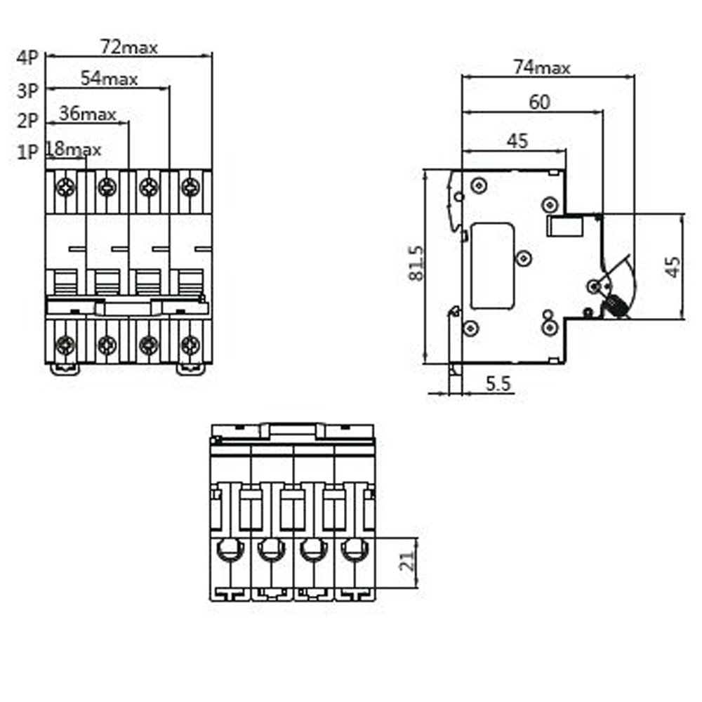 ASI AC Miniature Circuit Breaker - 1 Pole DIN Rail Mount 20 Amp 240 Volt Unit with Shock-Proof Terminations, Trip Curve C, L1 and Neutral Circuits (Pack of 1)