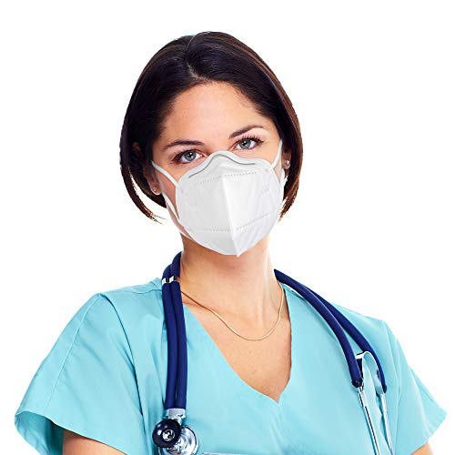 Jumbl KN95 Face Masks | Bulk Pack of 100 Large Disposable General Use Non-Woven Polypropylene Mouth & Nose Coverings with Stretchy Ear Loops, Flexible Bridge, 5-Layer Filtration & 3D Foldable Design