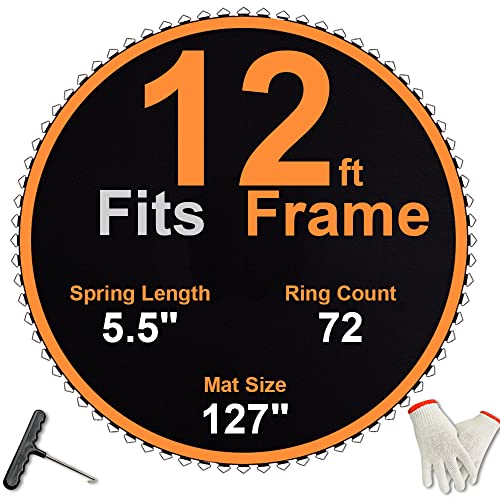 JumpTastic 127in Trampoline Mat, Fits 12Ft Frame Use 5.5in Spring (Not Include Spring, Mat's Diameter:127in)