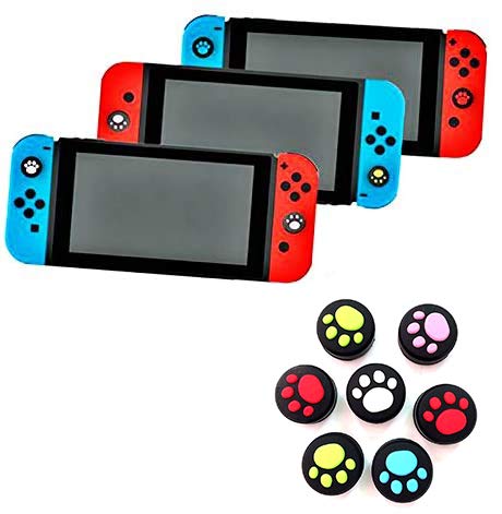 2 x Silicone Analog Controller Thumb Stick Joystick Grips Cap for Nintendo Switch NS/Switch Lite Controller Joy-Con ThumbStick Cute Cat Paw Claw (Red)