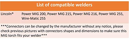 250 Amp MIG Torch Compatible with Lincoln/Tweco - 12 Feet Cable - Two-Pin Signal Connector
