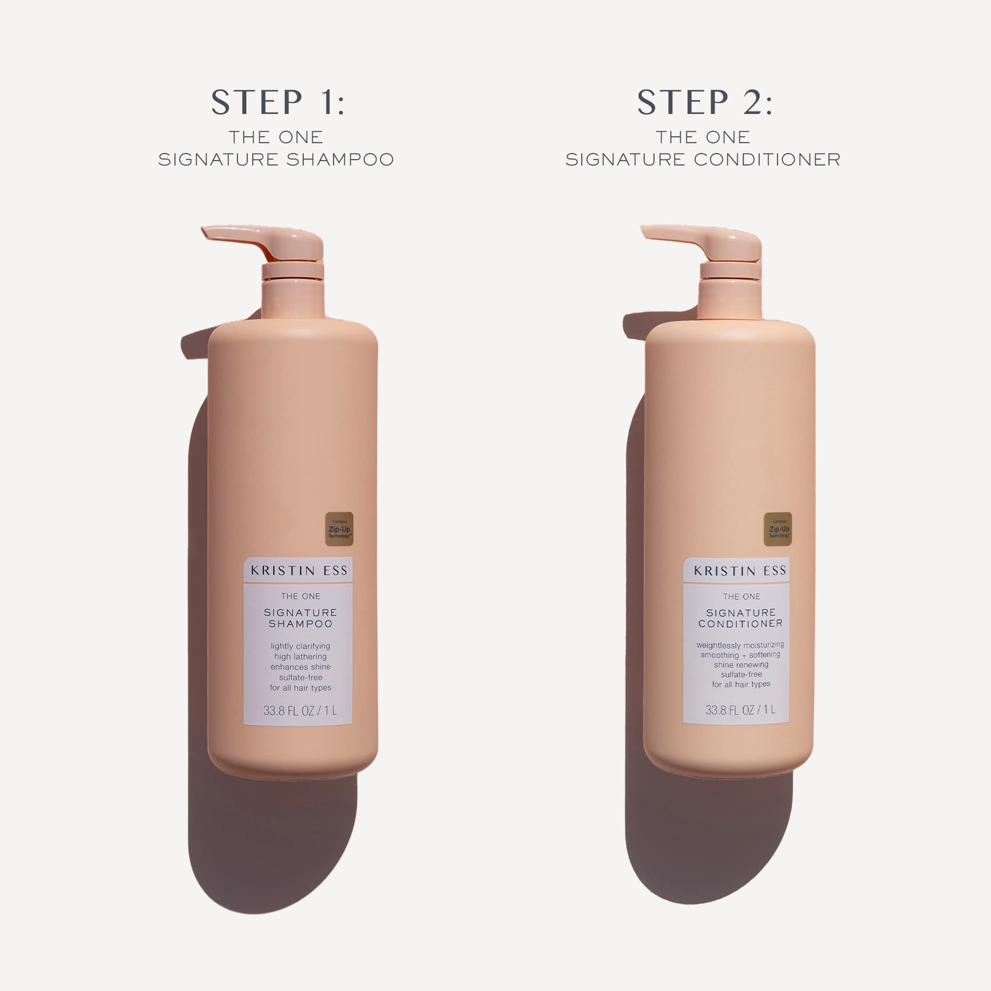 Kristin Ess Signature Shampoo and Conditioner Set with Pumps | Daily Sulfate Free, Color Safe, Hydrating, Moisturizes, Adds Softness & Shine - Pear Fragrance, 33.8 fl oz each 2-pack