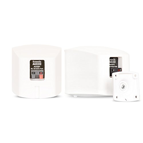 Acoustic Audio AA321W Mountable Indoor Speakers 400 Watts White Bookshelf Pair