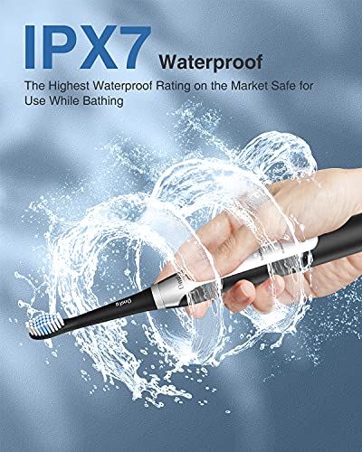Dnsly Ultrasonic Toothbrush Electric Sonic Toothbrush for Adults and Kids, 3 Modes Rechargeable Whitening Electric Toothbrush, 2 Minutes Smart Timer, 2 Hour Charge for 30 Days Use, Black 710