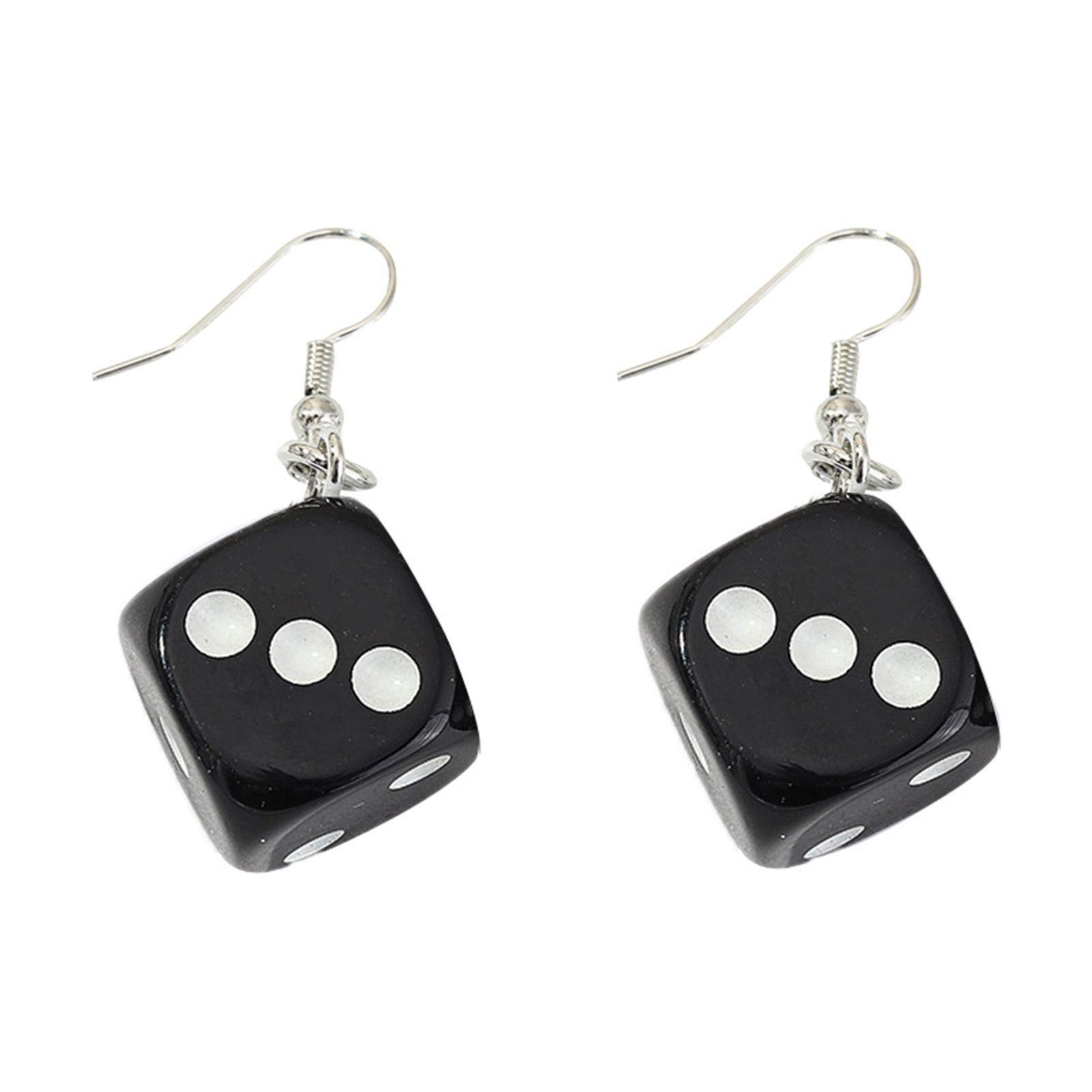 2 Pairs Dice Earring Contracted Sieve Disco Dancing Earrings Funny Cube Dice Casino Drop Earrings