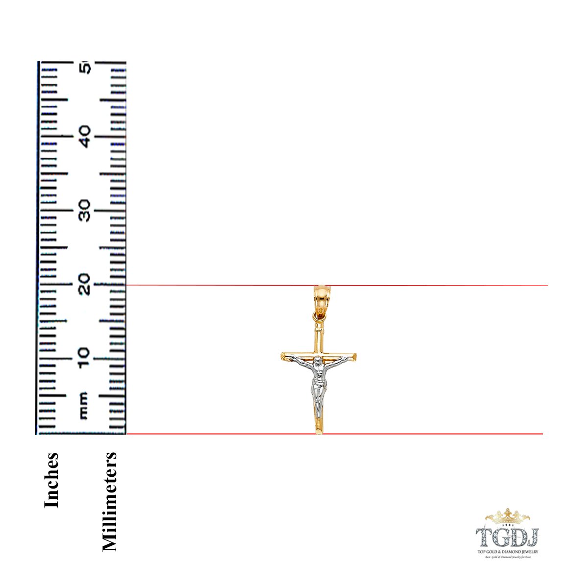 14k Yellow White Gold Jesus Crucifix Cross Religious Pendant - (Height 20 MM Width 13 MM)