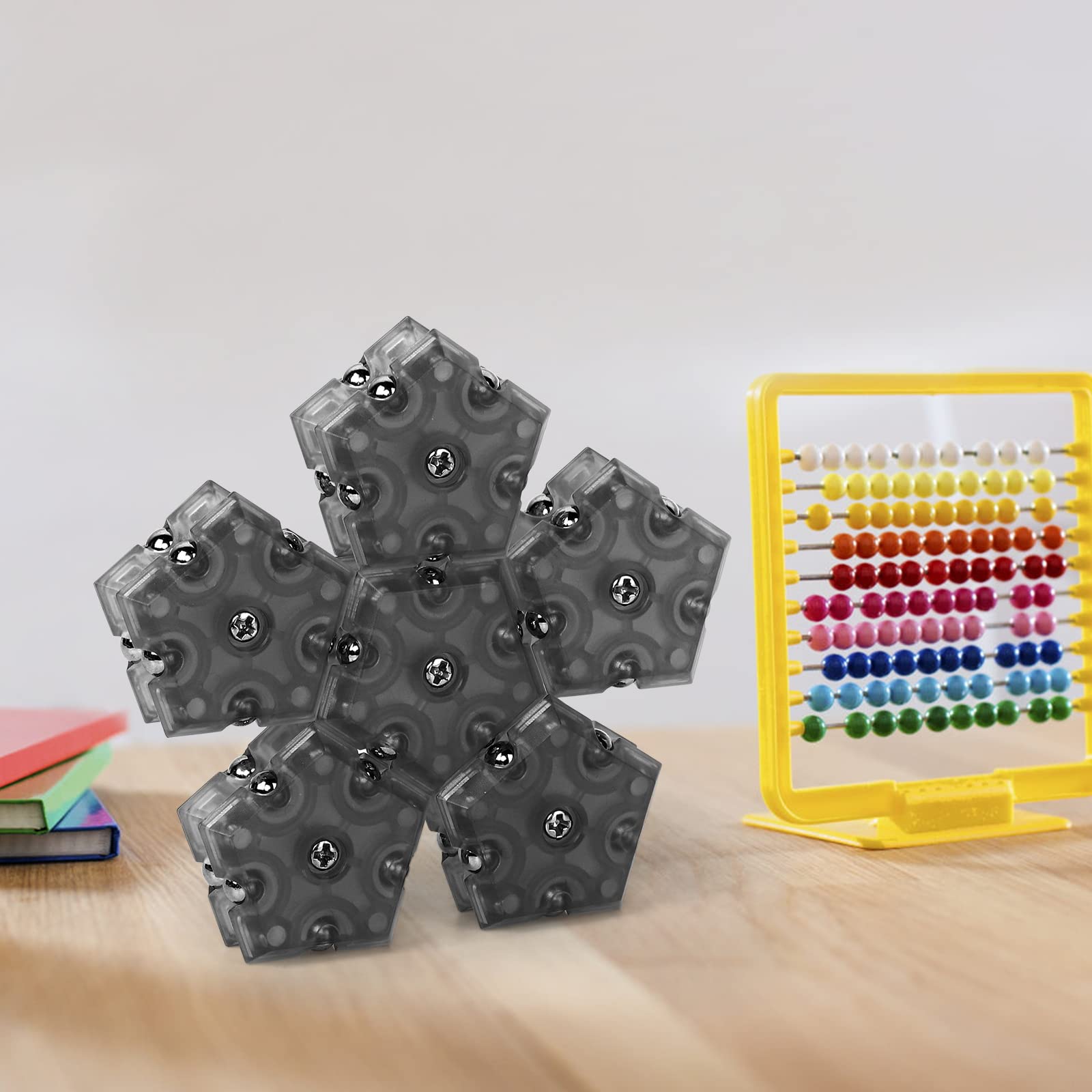 Anpole Magnetic Fidget Sphere, 12 Pcs Set Pentagons Puzzle Sphere Magnet Fidget Toys Fidget Balls Building Blocks Stress Relief Desk Toys for Teens & Adults (Grey)