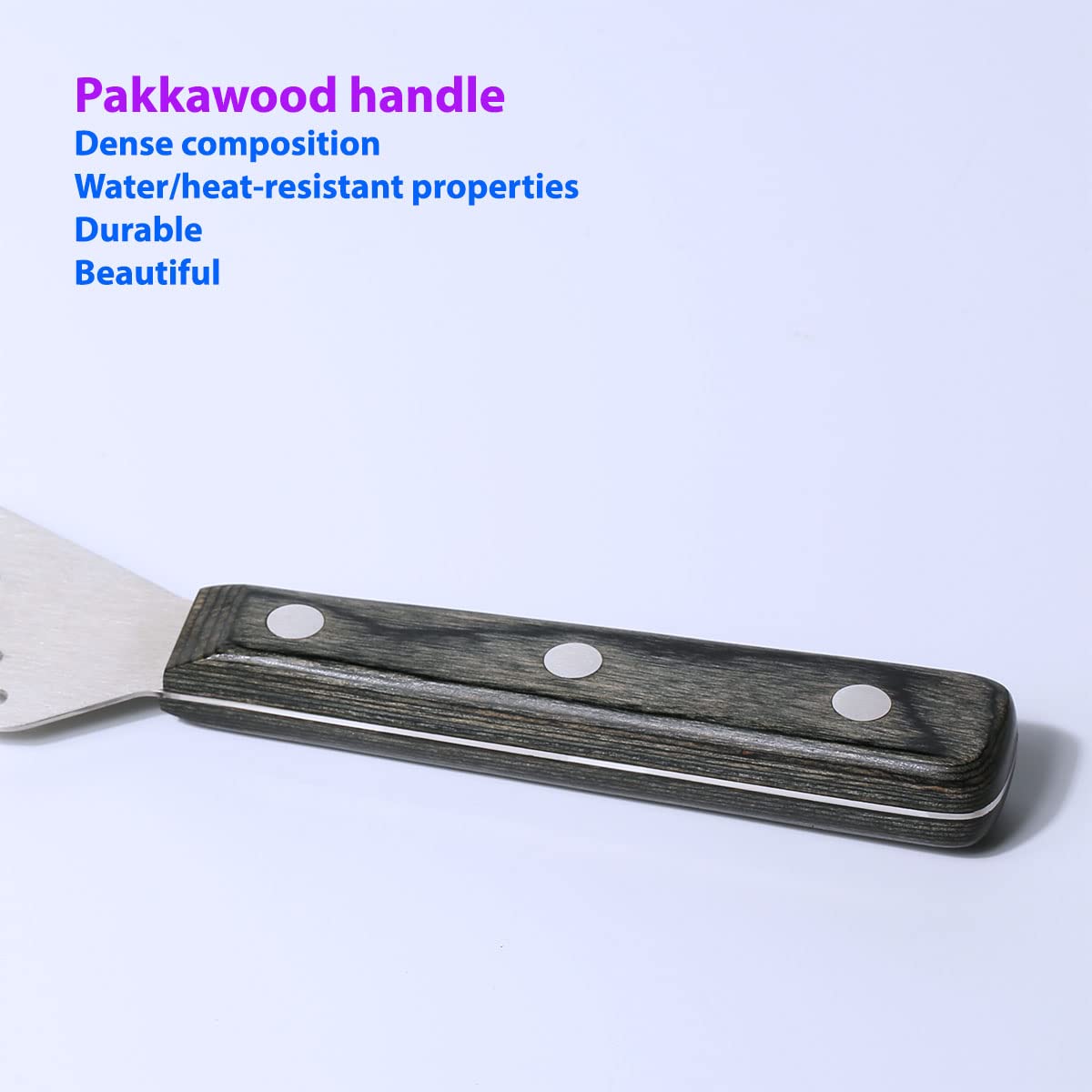 Fish Spatula - Stainless Steel Slotted Offset Food Turner with Pakka Wood Handle - Ideal Fish Flipper for Chefs