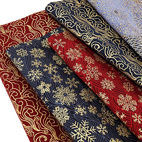 5PCS Floral Cotton Fabric Bundles 7.9 x 9.8 in Sewing Rectangular Bundle, Multi-Color Fabric Patchwork Fat Quarters Precut Fabric Scraps for Christmas DIY Quilting, 07
