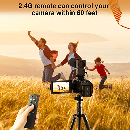Aasonida Video Camera Camcorder for YouTube, Digital Vlogging Camera FHD 1080P 30FPS 24MP 3.0 Inch 270° Rotation Screen Video Recorder with Microphone, Remote Control, 2 Batteries