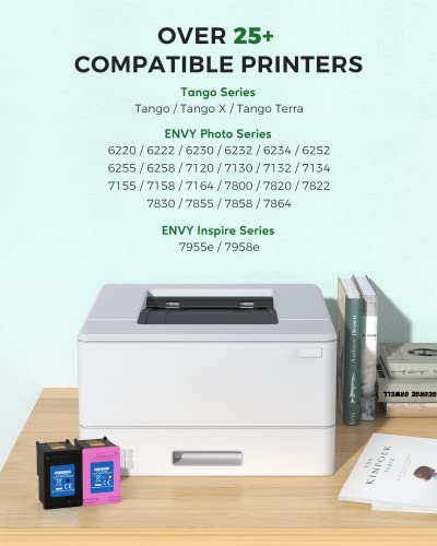 64XL Ink Cartridge Combo Pack Replacement for HP 64XL Ink Remanufactured Black and Color Work for Envy Photo 7858 7855 7120 7155 7158 7164 6255 6252 6232 Envy Inspire 7955e Tango X Printer (2-Pack)