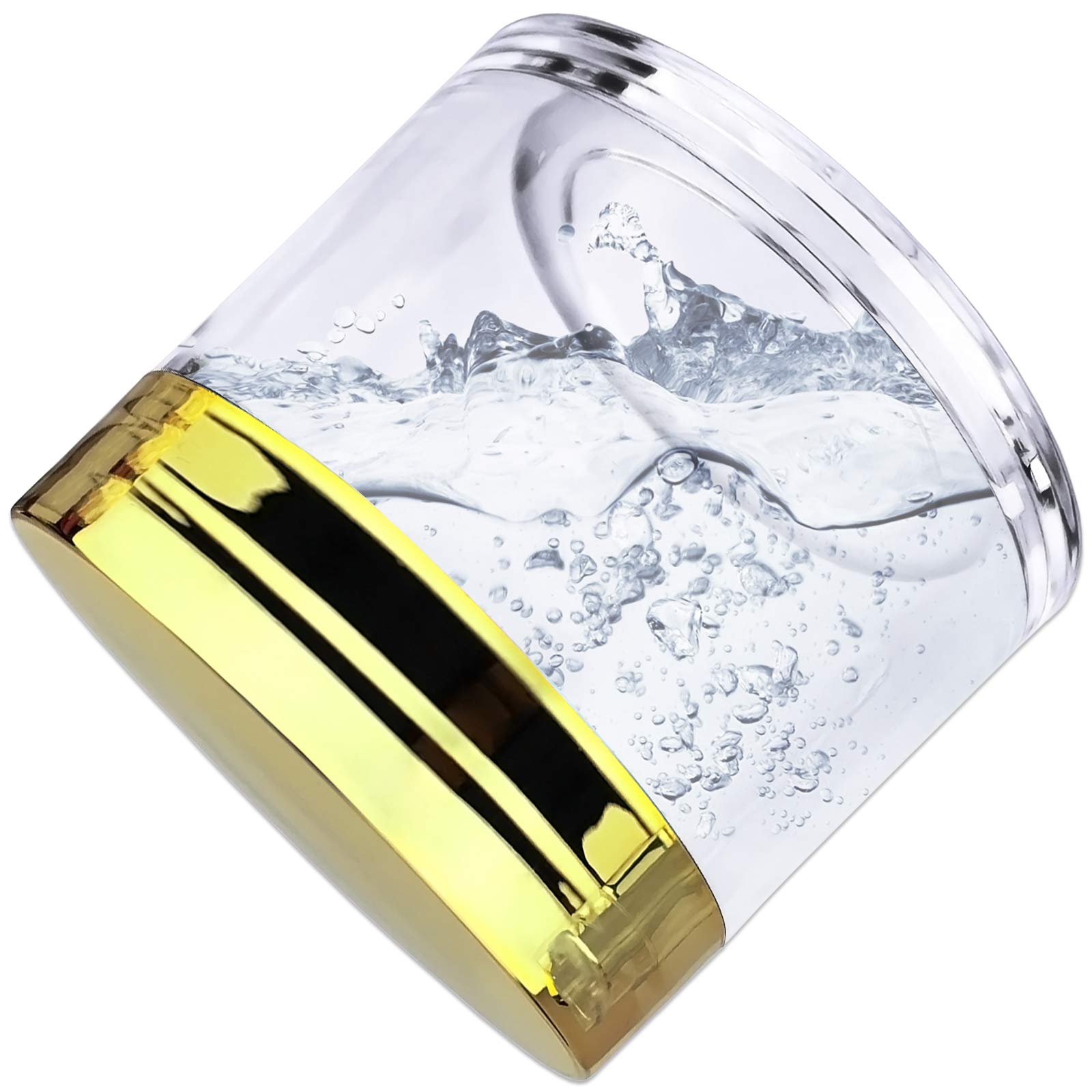 Beauticom 30g/30ml (1 fl. oz.) Double Wall Clear Plastic Leak Proof Jars with Flat Top Lids for Creams, Lotions, Make Up, Powders, Glitters, and more... (Color: Metallic Gold, Pieces: 12)
