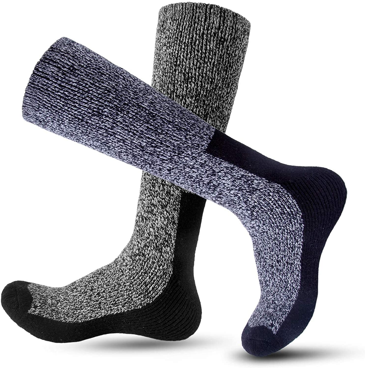 2 Pairs Merino Wool Heated Socks Mens Winter Thermal Warm Socks
